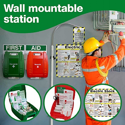 Electric Shock Rescue Hook with Poster and Sign | First Aid Online
