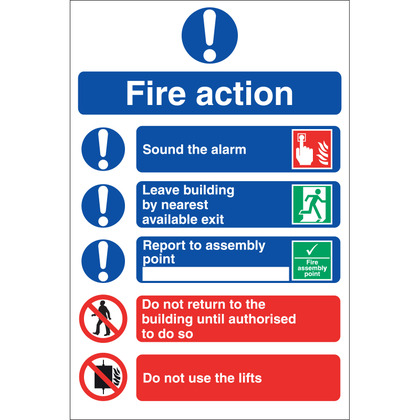 Fire Action Sign, 15x20cm, Rigid | Fire Safety & Exit Signs | First Aid ...